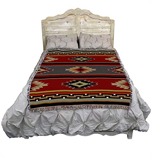 Pure Country Weavers Kaibab Blanket - Southwest Native American Inspired - Gift Tapestry Throw Woven from Cotton - Made in The USA (72x54)
