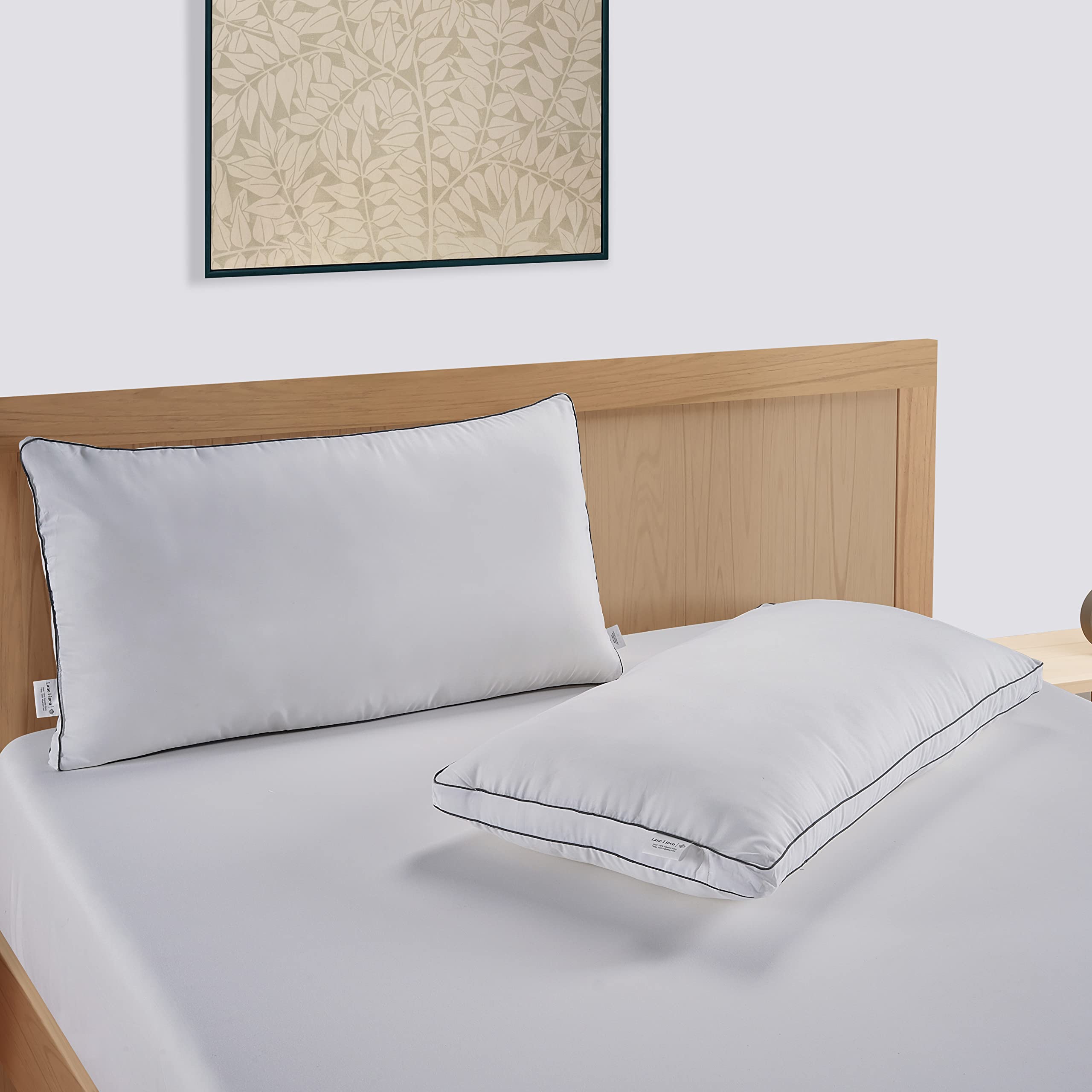 LANE LINEN Bed Pillows King Size Set of 2 (20"x36") - Soft Gusseted Pillow for Back, Stomach or Side Sleepers - Hotel Quality Down Alternative King Pillows 2 Pack - White