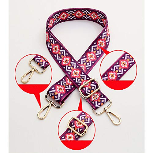 Umily Adjustable Length Handbag Purse Strap Guitar Style Multicolor Canvas Replacement Strap Crossbody Strap, No.16, Medium