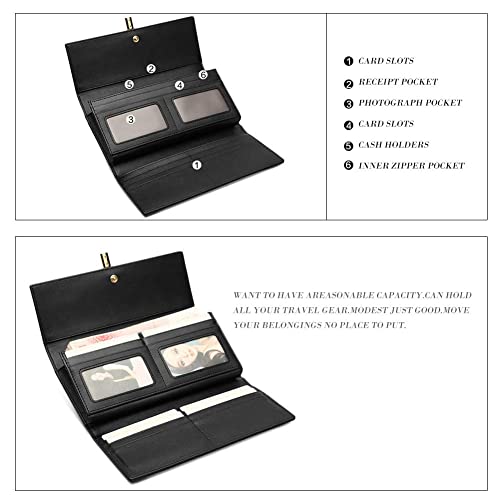 CLUCI Leather Wallet for Women Slim Designer Trifold Ladies Credit Card Holder Black