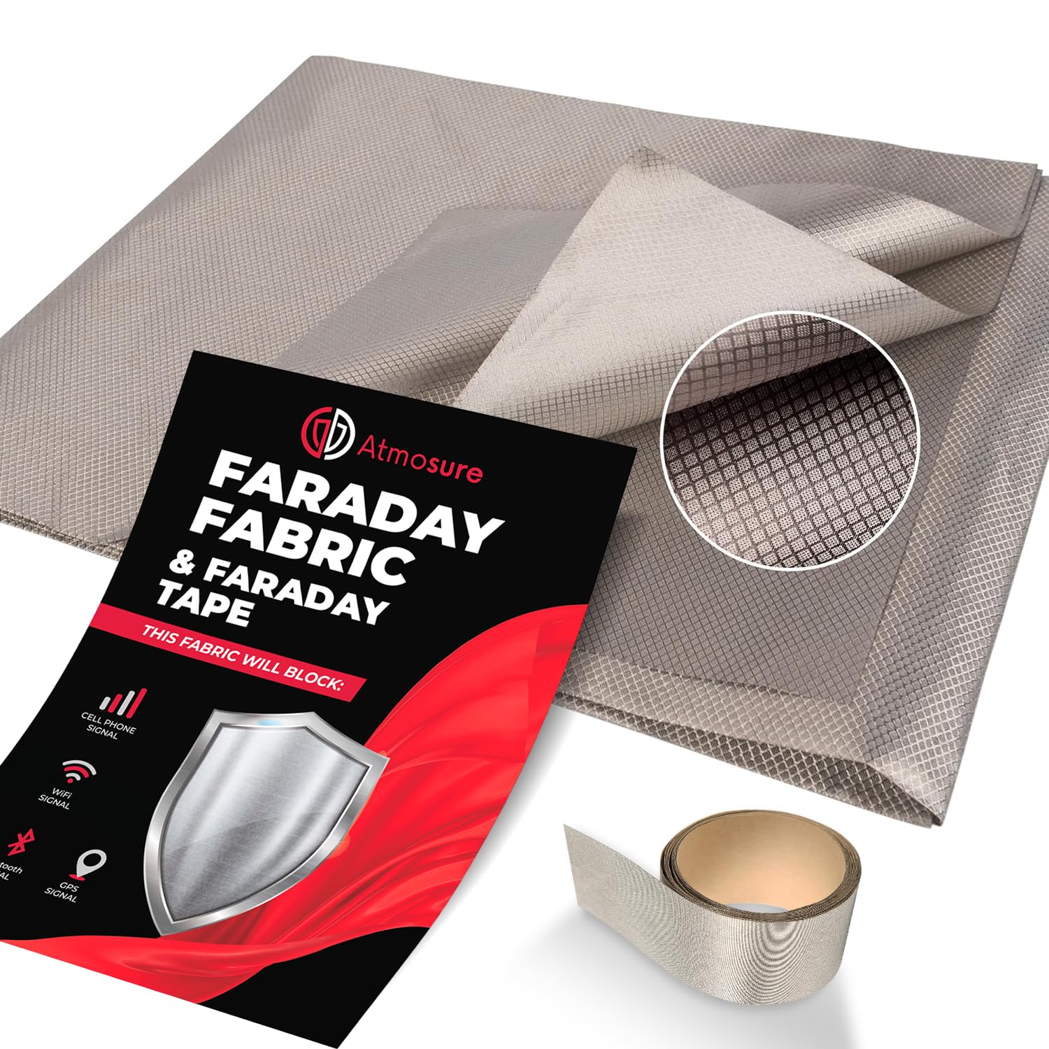 ATMOSURE Faraday Fabric (44" x 36") â 5G & EMF Blocker â Faraday Cage Electromagnetic Radiation Protection from 5G Cellular Signal, EMF, WiFi, Bluetooth, GPS â DYI Faraday Cage EMF Shield WiFi Jammer