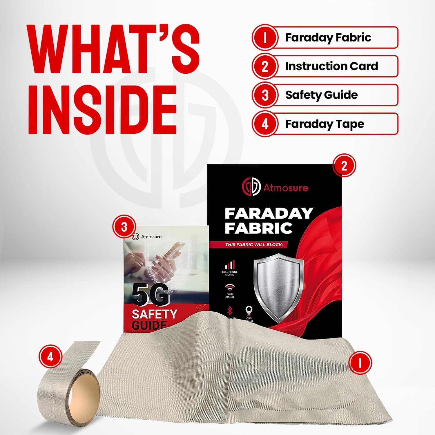 ATMOSURE Faraday Fabric (44" x 36") — 5G & EMF Blocker — Faraday Cage Electromagnetic Radiation Protection from 5G Cellular Signal, EMF, WiFi, Bluetooth, GPS — DYI Faraday Cage EMF Shield WiFi Jammer