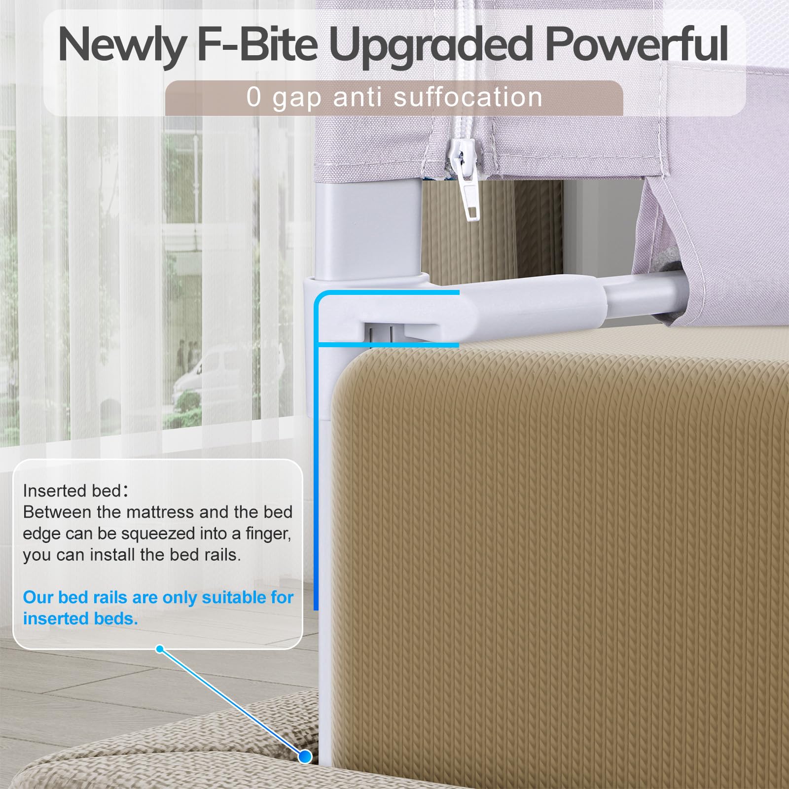 omzer Bed Rail for Toddlers - Baby Bed Guard Rail with Double Child Lock, Safety Bedrail for Children Kids with Pattern, Infants Height Adjustment Guardrail for Full Queen King Size - 1 Pack, 74.8”