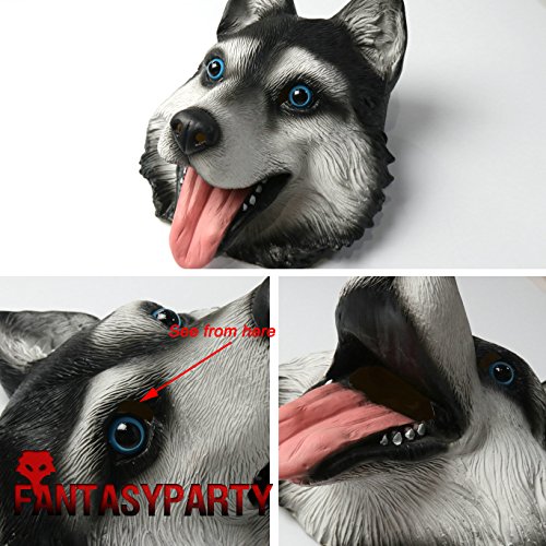 FantasyParty Novelty Halloween Costume Party Full Head Latex Dog Head Mask (Husky)