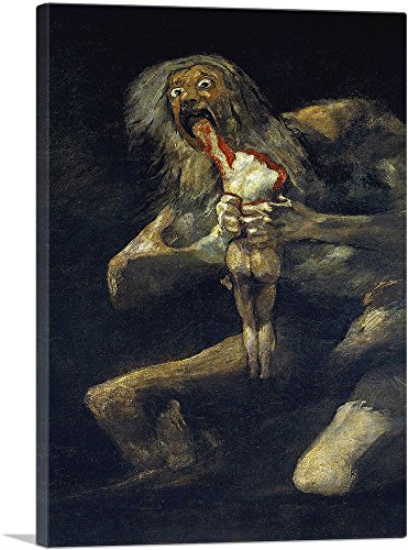 ARTCANVAS Saturn Devouring His Son 1823 Seen in Wall Street Movie Canvas Art Print by Francisco De Goya - 26" x 18" (0.75" Deep)