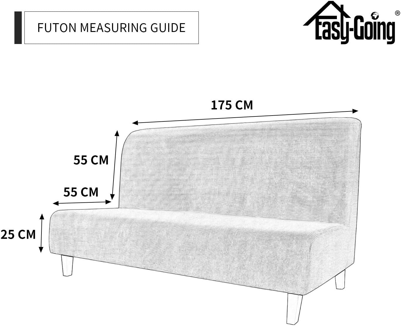 Easy-Going Stretch Futon Slipcover Armless Futon Bed Cover Furniture Protector Without Armrests with Elastic Bottom for Kids, Soft Jacquard Fabric Small Checks (Large, Grey)