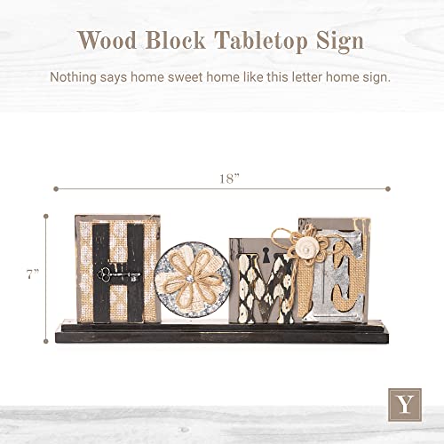 Young's Inc. Wood Block Tabletop Sign - Farmhouse Kitchen Decor - 18β W x 7β H - Rustic Home Decor - Entryway Table Decor