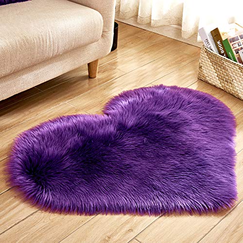 PICTURESQUE Fluffy Faux Area Rug Heart Shaped Plush Rug Fluffy Carpet for Living Room Bedroom Sofa Floor, 15.7" x 19.7"