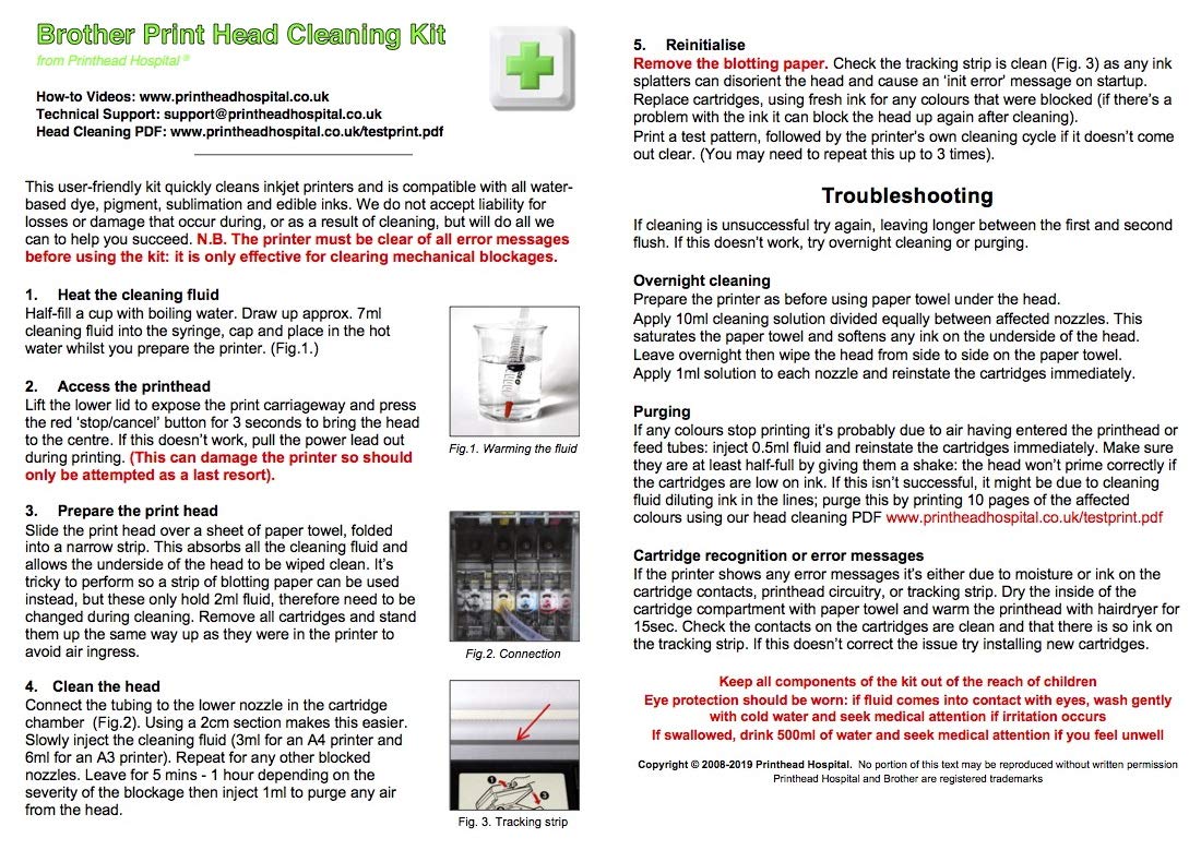 Printhead Hospital Printer Cleaning Kit for Brother MFC DCP Printers - 5 oz | Printhead Cleaning Kit | Easy to Use Inkjet Printer Head Cleaner Kit | Printer Cleaner Kit with Instructions