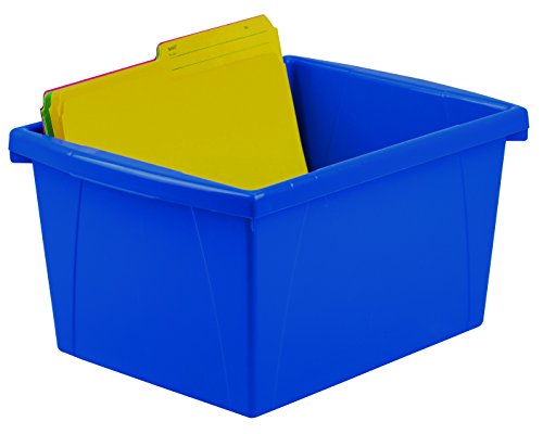 Storex Storage Bin, Single Unit, 10 x 12 5/8 x 7 3/4, 4 Gallon, Assorted Color, Plastic (61514U06C)