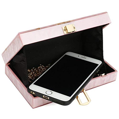 Womens Glitter Sequins Evening Bag Box Acrylic Star Designer Party Prom Wedding Clutch Purse Handbag (Black) One Size