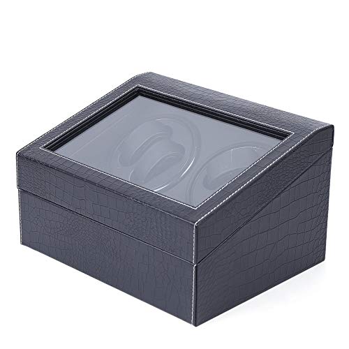 WANLECY 4+6 Watch Winder, Luxury Automatic 2 Motor Watch Winder Crocodile Pattern Display Case Storage Super Quiet for Lady and Men