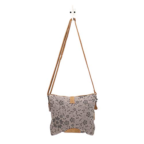 Myra Bag Teal & Tan Upcycled Leather & Leather Small Crossbody Bag S-1483, Brown,