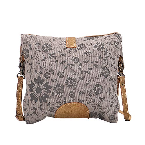Myra Bag Teal & Tan Upcycled Leather & Leather Small Crossbody Bag S-1483, Brown,