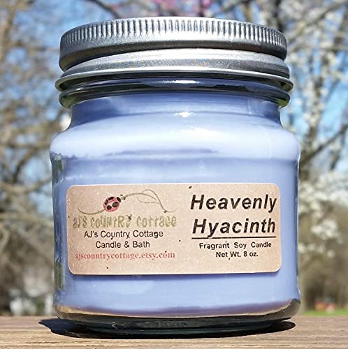Heavenly Hyacinth Soy Candle - Flowers/Floral Scented Candle - 8 oz. square jar