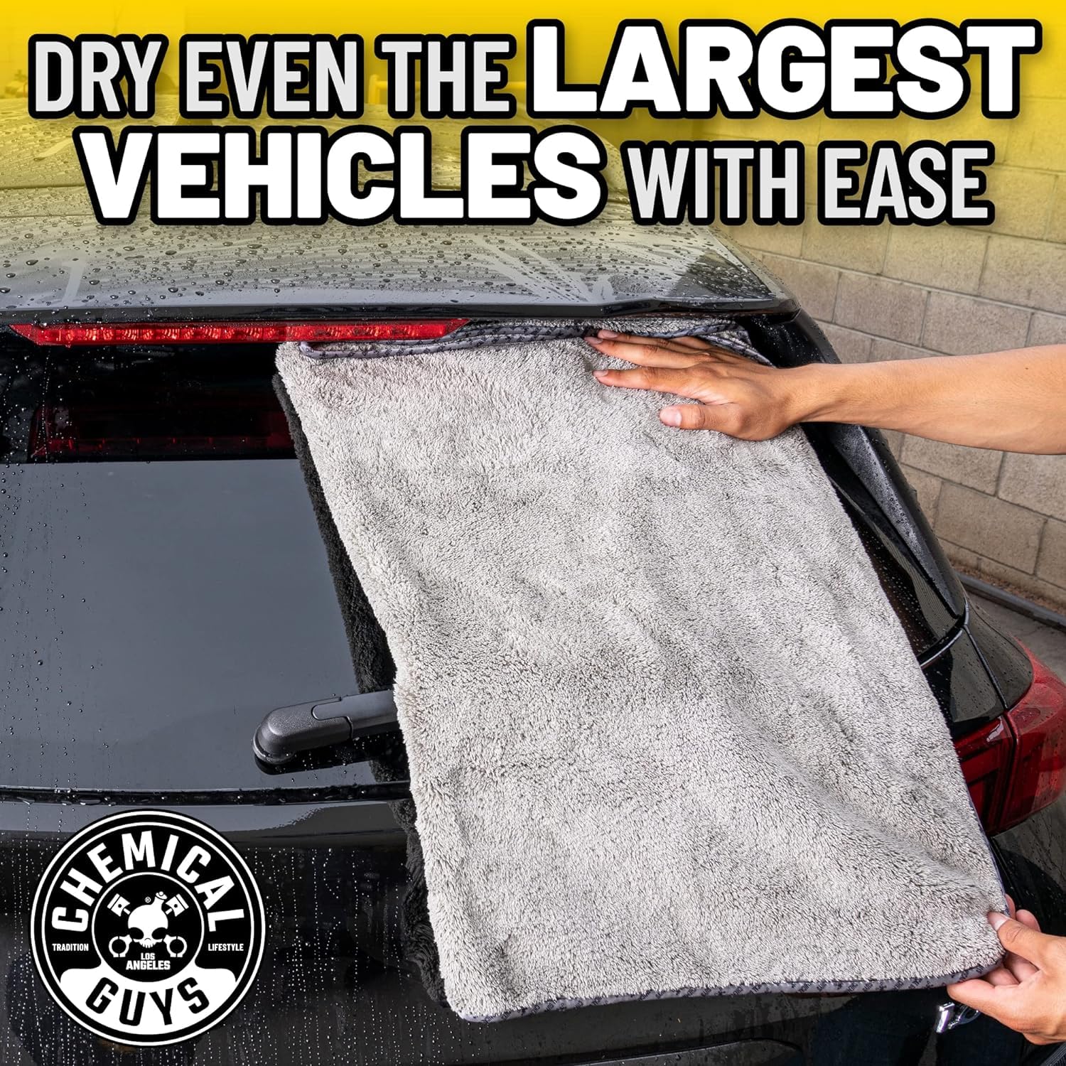 Chemical Guys MIC_1995 Woolly Mammoth Microfiber Dryer Towel, 25" x 36", Gray