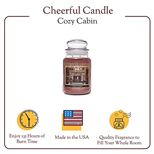 A Cheerful Giver - Cozy Cabin Scented Glass Jar Candle (24 oz) with Lid & True to Life Fragrance Made in USA