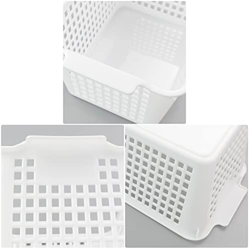 Fiazony 6-Pack White Plastic Storage Basket, Office Storage Baskets