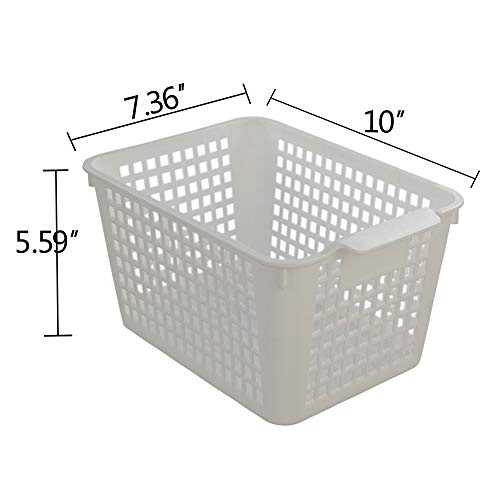 Fiazony 6-Pack White Plastic Storage Basket, Office Storage Baskets