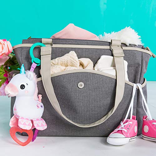 Bright Starts Unicorn Sparkle & Shine Plush Take-Along Stroller or Carrier Toy, Ages 0 Month+, Pink, 1 Count (Pack of 1)