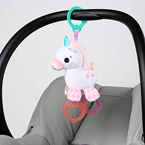 Bright Starts Unicorn Sparkle & Shine Plush Take-Along Stroller or Carrier Toy, Ages 0 Month+, Pink, 1 Count (Pack of 1)