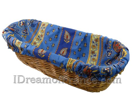 Lisa Blue French Baguette Basket with Removable Liner by Le Cluny