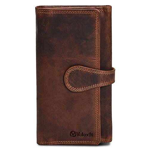 RFID Leather Clutch Wallet for Women-Credit Card Slots Coin Purse with ID Window (COGNAC VINTAGE)