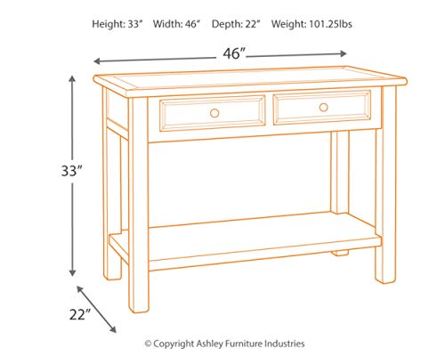 Signature Design by Ashley Bolanburg Farmhouse Rectangular Two Tone Sofa Table, Antique Cream