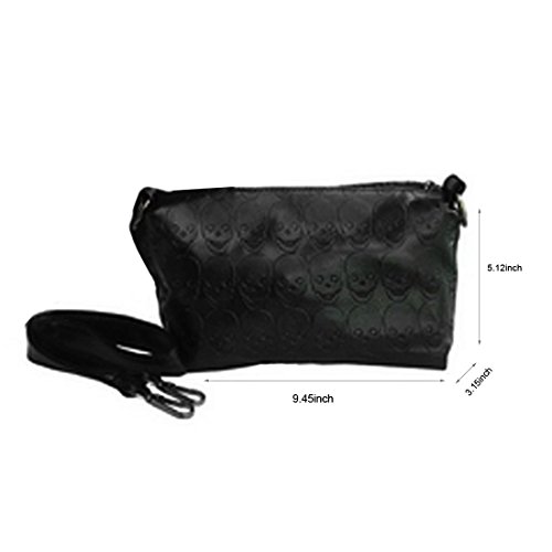 Womens Skull Print PU Leather Hobo Tote Shoulder Bag Package Handbag with Gift