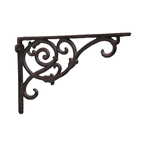 BRASSTAR Decorative Cast Iron Wall Shelf Bracket Ornate Vine Rust Rustic Cast Iron Wall Hanger Antique Replica Rust Color Wall Decorations PTZD004