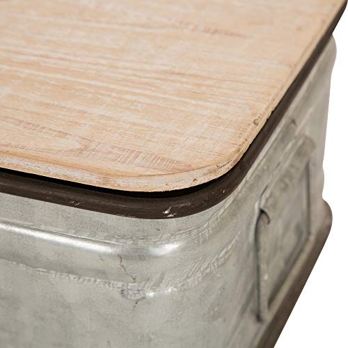 glitzhome Set/2 Farmhouse Metal Storage Nesting Boxes with Wooden Lids Galvanized Storage Chests Small and Large