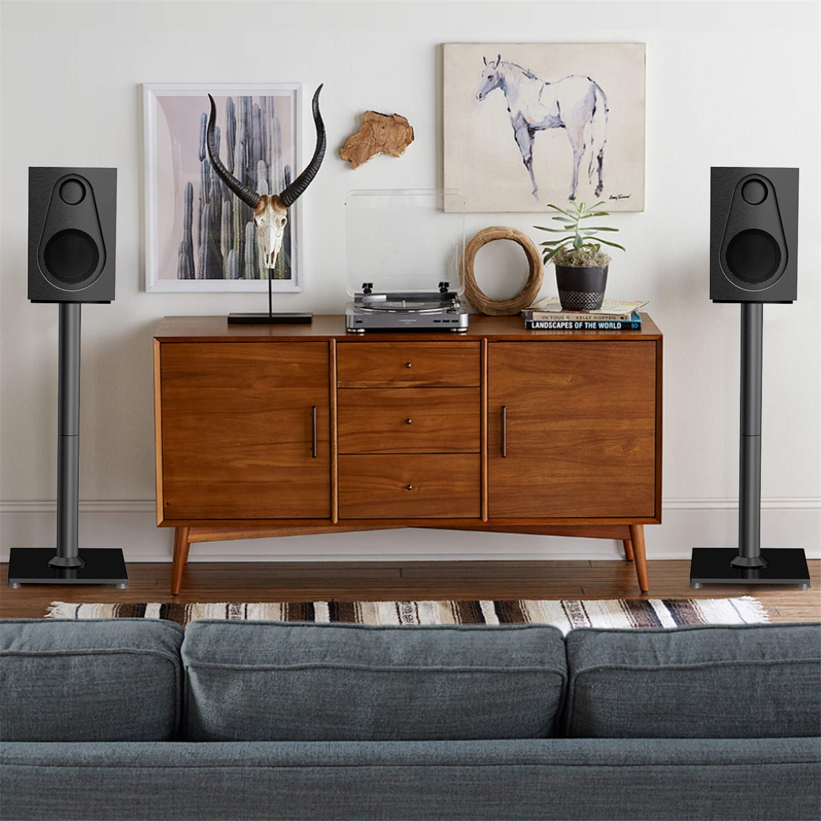 PERLESMITH Universal Floor Speaker Stands for Surround Sound up to 22LBS, 28 Inch Bookshelf Speaker Stand for Klipsch, Polk, Yamaha & Other Large Satellite, Bookshelf Speakers, Studio Monitors,1 Pair