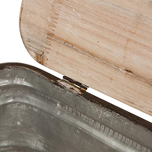 glitzhome Set/2 Farmhouse Metal Storage Nesting Boxes with Wooden Lids Galvanized Storage Chests Small and Large