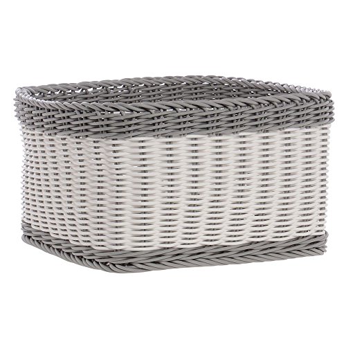 HUBERT® Grey and White Storage Basket - 12"L x 12"W x 6 1/2"H