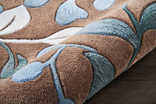 Nourison Contour Floral Mocha 2'6" x 4' Area -Rug, Easy -Cleaning, Non Shedding, Bed Room, Living Room, Dining Room, Kitchen (3x4)