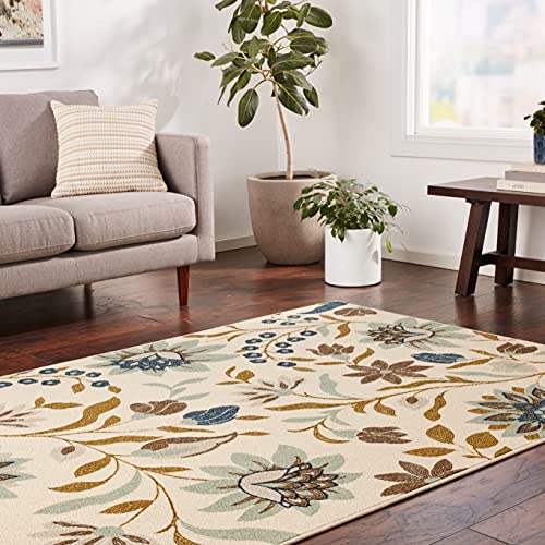 Mohawk Home Floral Nylon Area Rug, 5' x 8', Clarita Blue