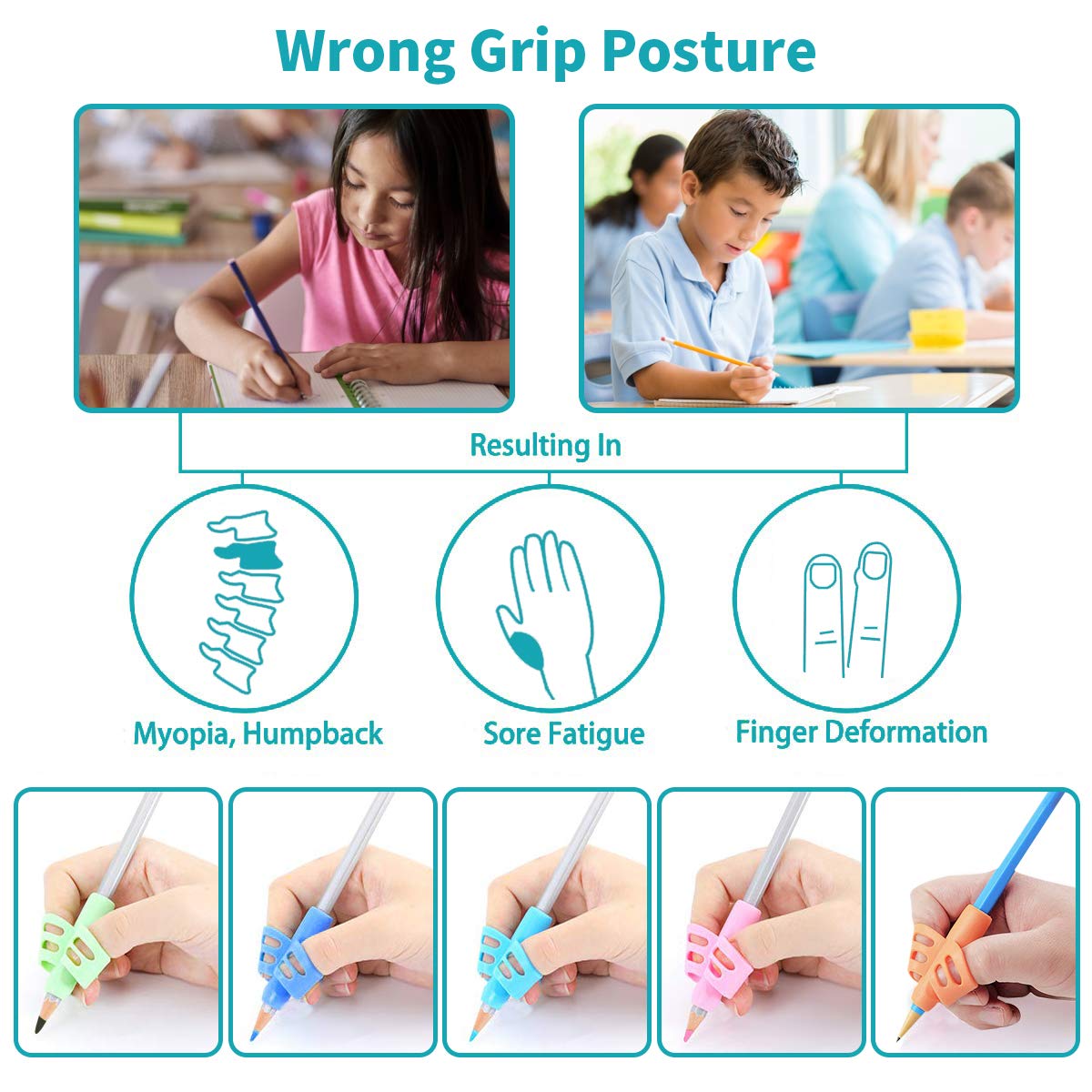 Mlife Pencil Grips - 10PCS Children Pencil Holder Writing Aid Grip Trainer, Ergonomic Training Pen Grip Posture Correction Tool for Kids (Set of 10PCS)