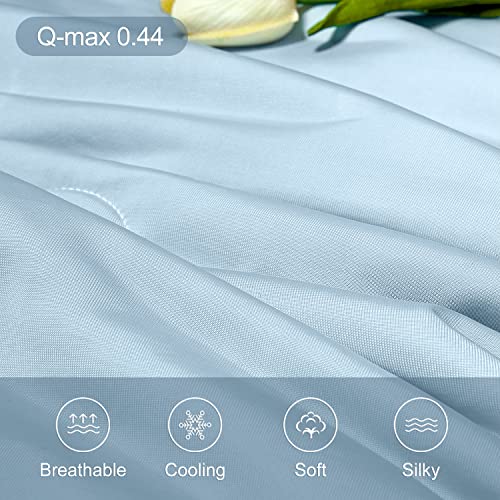 LLanCL Cooling Blankets for Hot Sleepers - Cool Like Ice Cream Lightweight Blanket for Summer with Double Side Cold, Cooling Comforter, Quilt, Fabric for Bed (King Size 90" x 108" Blue & Grey)