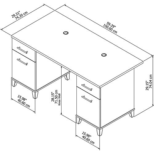 Bush Furniture WC81728 Office Desk with Drawers, 60W, Hansen Cherry