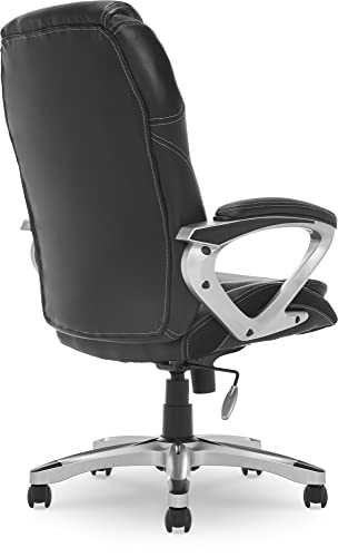 Serta Executive Office Padded Arms, Adjustable Ergonomic Gaming Desk Chair with Lumbar Support, Faux Leather and Mesh, Black