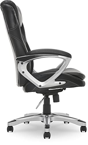 Serta Executive Office Padded Arms, Adjustable Ergonomic Gaming Desk Chair with Lumbar Support, Faux Leather and Mesh, Black