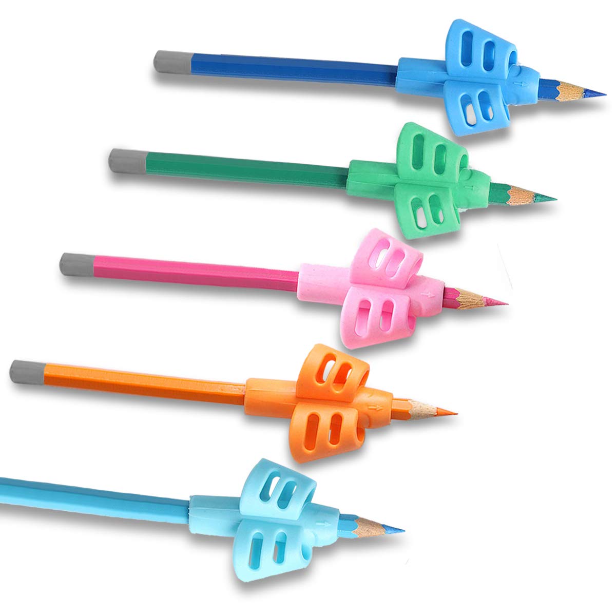 Mlife Pencil Grips - 10PCS Children Pencil Holder Writing Aid Grip Trainer, Ergonomic Training Pen Grip Posture Correction Tool for Kids (Set of 10PCS)