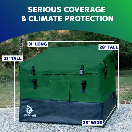 YardStash Outdoor Storage (Waterproof) - Heavy Duty, Portable, All Weather Tarpaulin Deck Box - Protects from Rain, Wind, Sun & Snow - Perfect for the Boat, Yard, Patio, or Camping – M Green