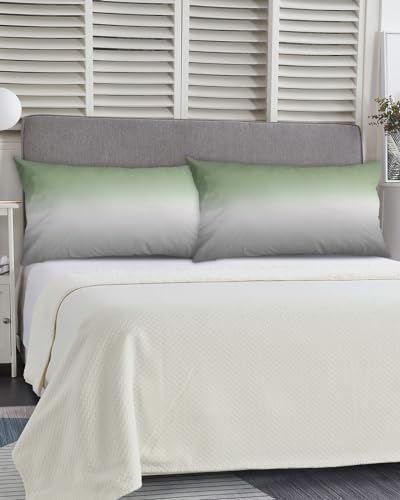 Hokiten California King Pillow Covers Set of 1 - Sage Green Grey Ombre Microfiber Soft Pillowcases with Envelop Closure, Modern Ombre Abstract Art Lumbar Pillow Cover for Sofa/Couch, 20x40 Inches