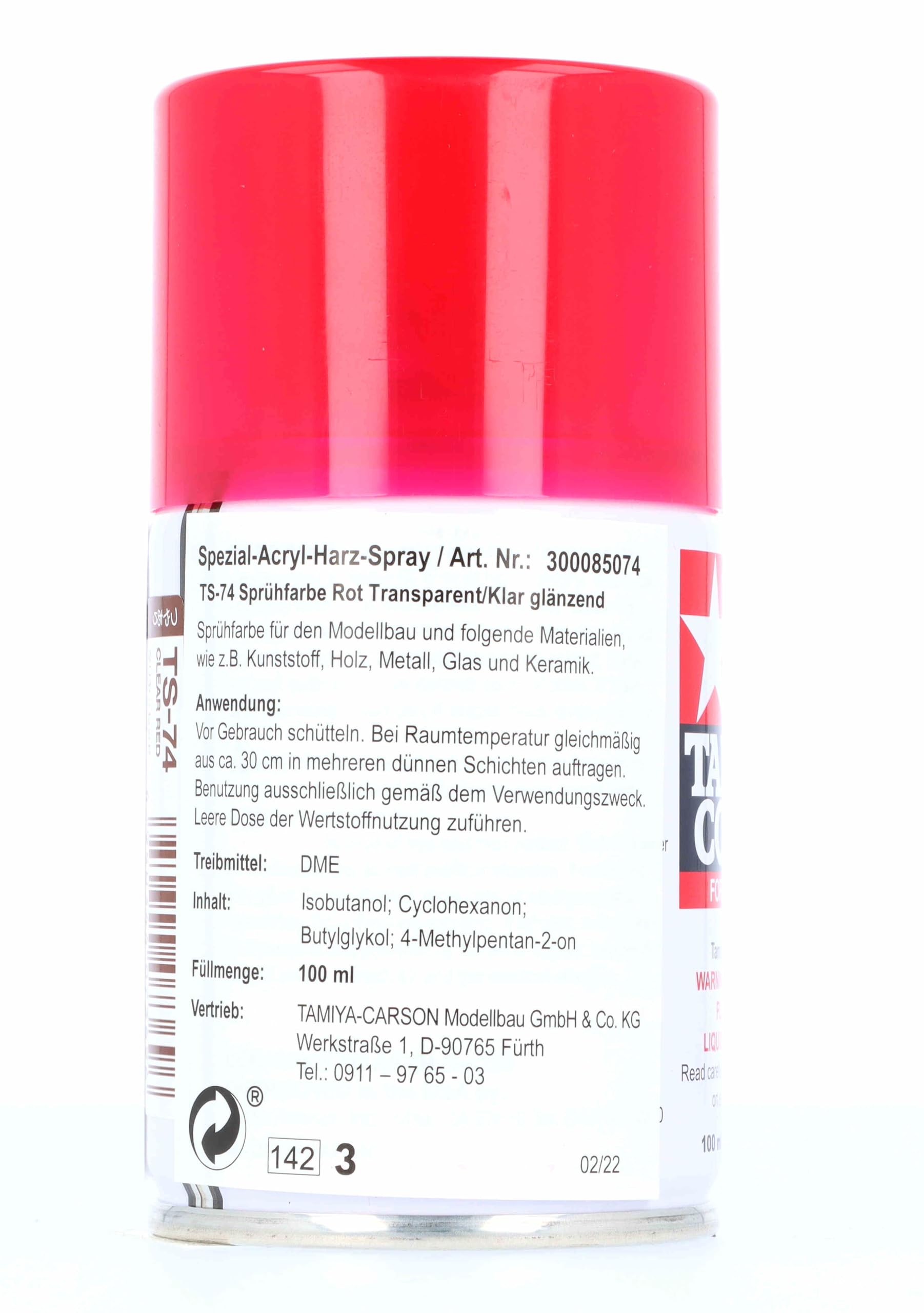 Tamiya Spray Lacquer TS-74 Clear Red - 100ml Spray Can 85074