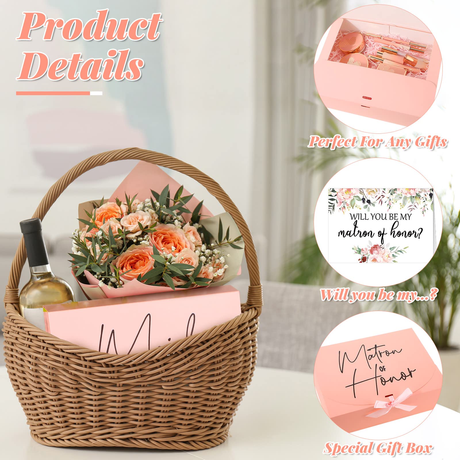 32 Pieces Bridesmaid Proposal Box Set Proposal Box Will You Be My Bridesmaid Cards with Envelopes Satin Scrunchie Bridesmaid Gift Box for Bridal Shower Wedding Bachelor Party (Flower Style)