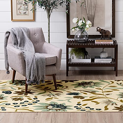 Mohawk Home Floral Nylon Area Rug, 5' x 8', Clarita Blue