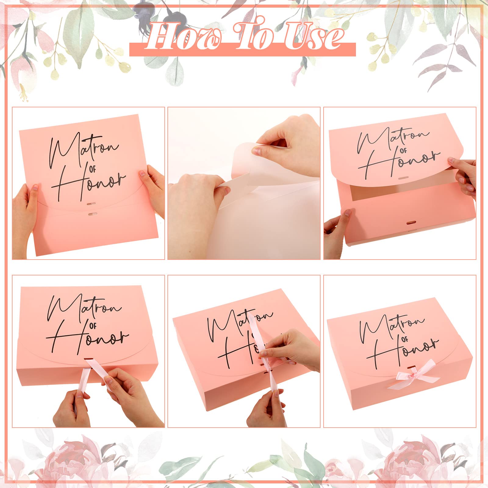 32 Pieces Bridesmaid Proposal Box Set Proposal Box Will You Be My Bridesmaid Cards with Envelopes Satin Scrunchie Bridesmaid Gift Box for Bridal Shower Wedding Bachelor Party (Flower Style)
