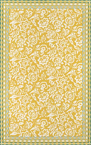 Madcap Cottage Under A Loggia Rokeby Road Area, Indoor Outdoor Rug, Yellow, 8' X 10'