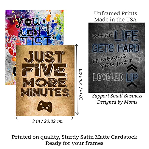 Silly Goose Gifts Video Game Themed Art Print Room Wall Decoration (Set or Four) Gamer (Red)